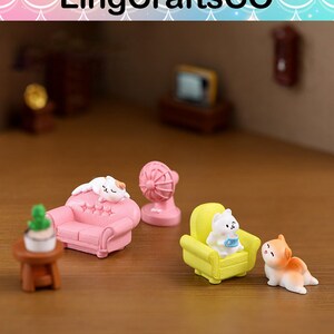 Miniature Cat Figurines, Resin Lovely Cat Ornaments, DIY Landscaping ...