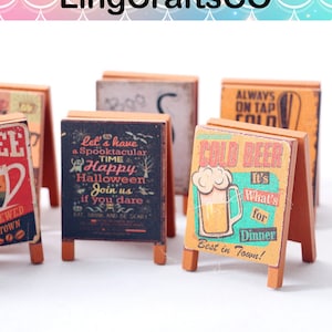 Miniature Billboard, DIY Play House Wooden Signboard, Dollhouse ...