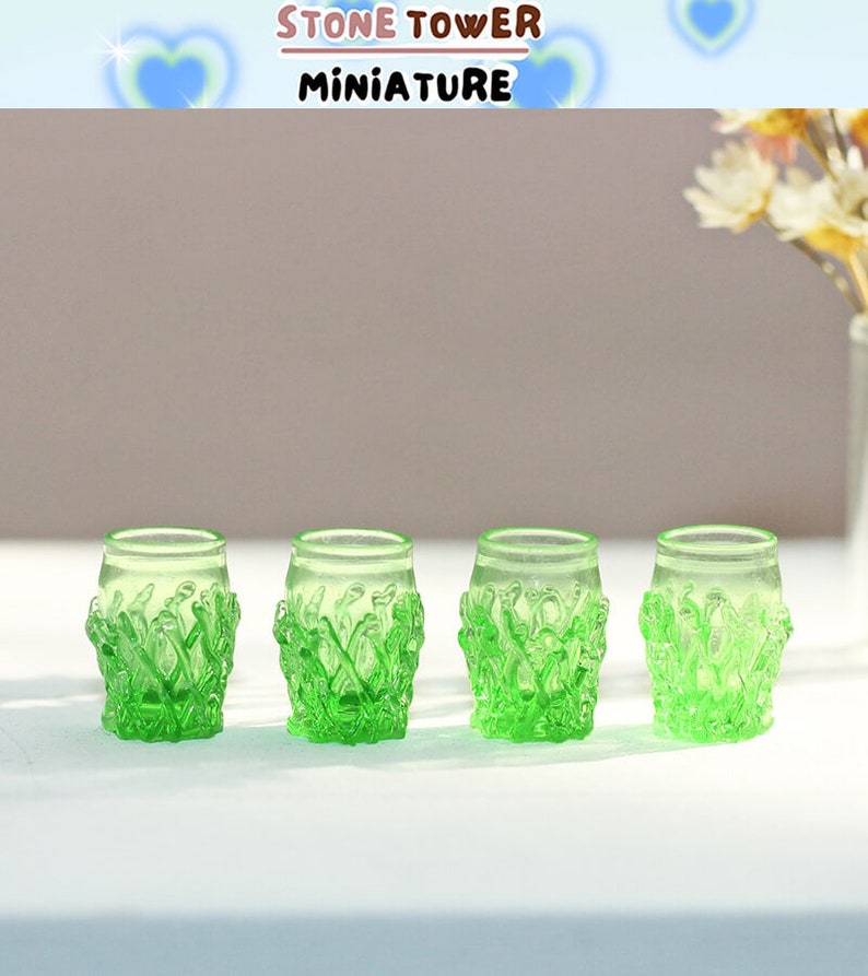 4PCS Miniature Cups,dollhouse Miniature Glasses,colorful Wine Glasses ...