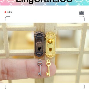 1:12 Miniature Door Lock, Dollhouse Door Lock With Key, Mini Door Lock ...