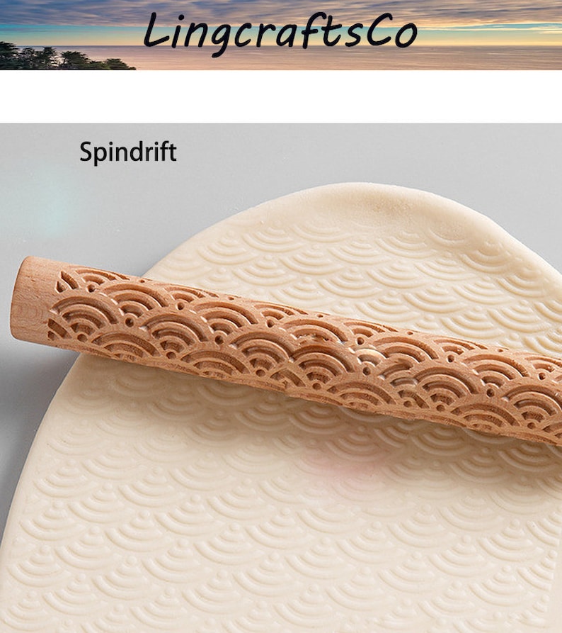 Wooden Texture Rolling Pin, Pottery Rolling Pin, Polymer Clay Roller ...