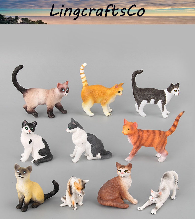 Miniature Cat Statue, Miniature Cat Figurines, Miniature Cat Dollhouse ...