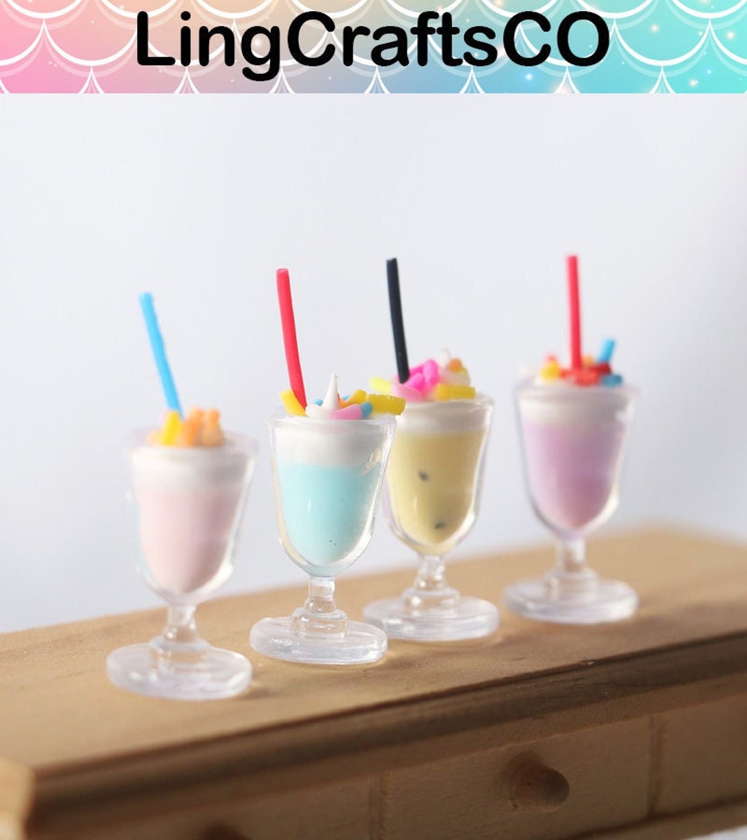 4pcs Miniature Ice Cream, Mini Drink Ice Cream Cups, Simulation ...