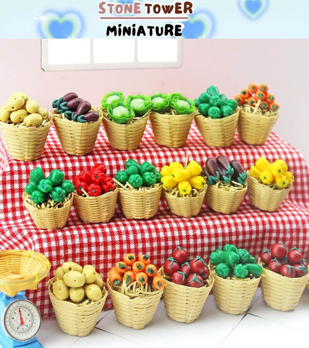 Miniature Vegetalbes,dollhouse Vegetable Basket,miniature Food ...