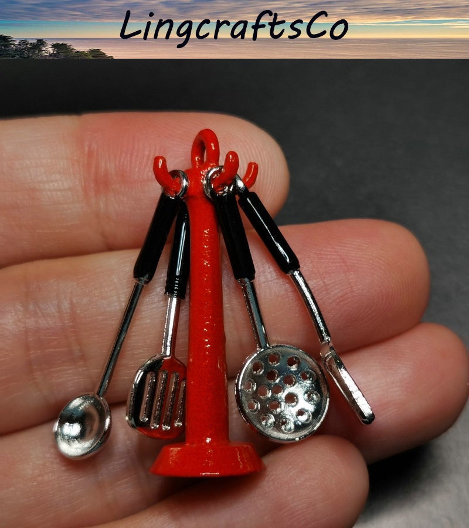 Miniature Kitchen Utensils, Dollhouse Kitchen Utensil Vertical Hanging ...