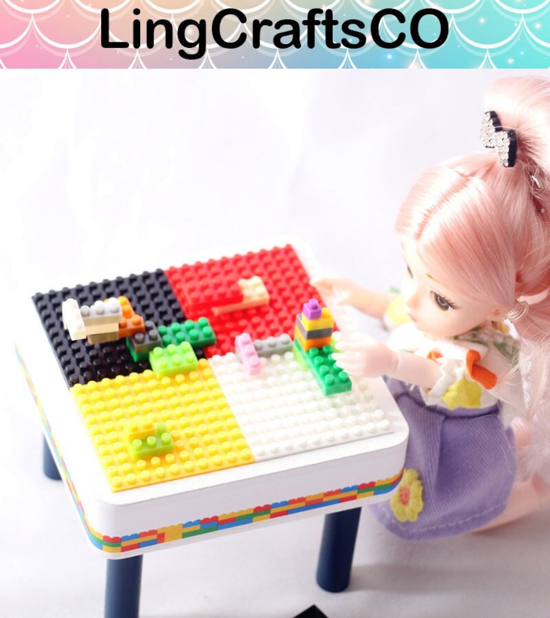 Miniature Blocks, Dollhouse Building Block Table, Mini Toy for Doll ...