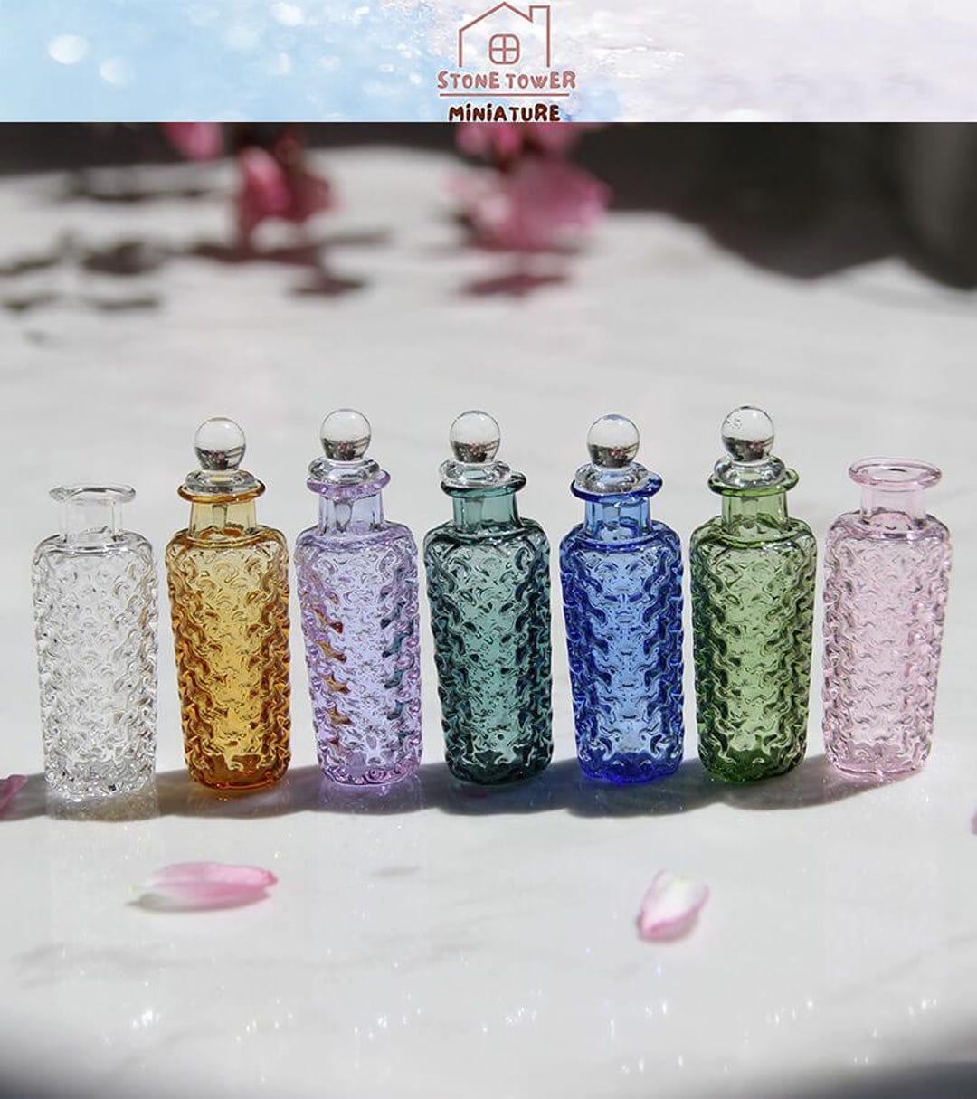 Colorful Miniature Glass Bottles With Lid: Dollhouse Decor (14x33mm) - Etsy