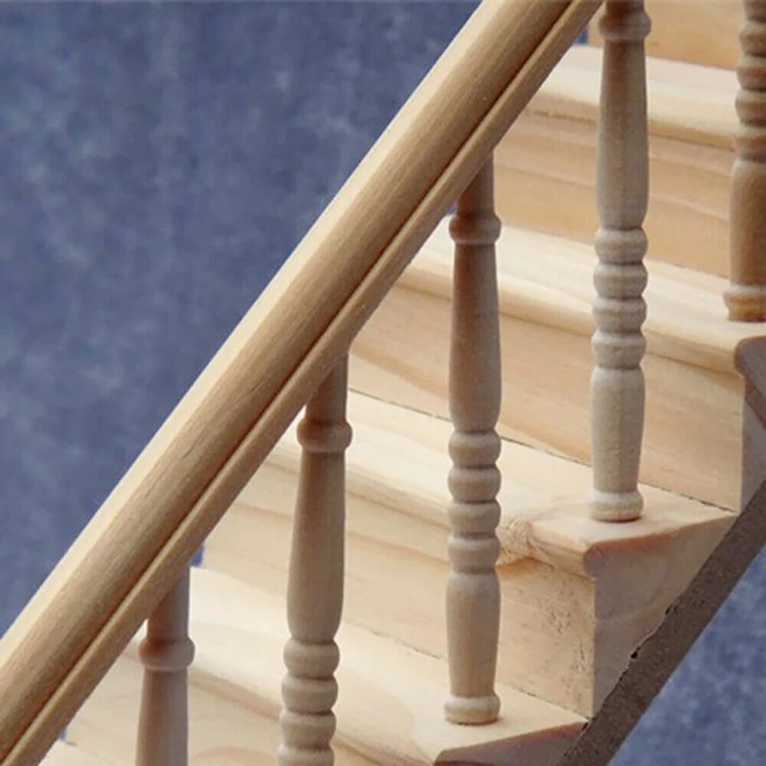 1PC 1:12 Scale Dollhouse Miniature Staircase Wooden Doll House Handrail ...