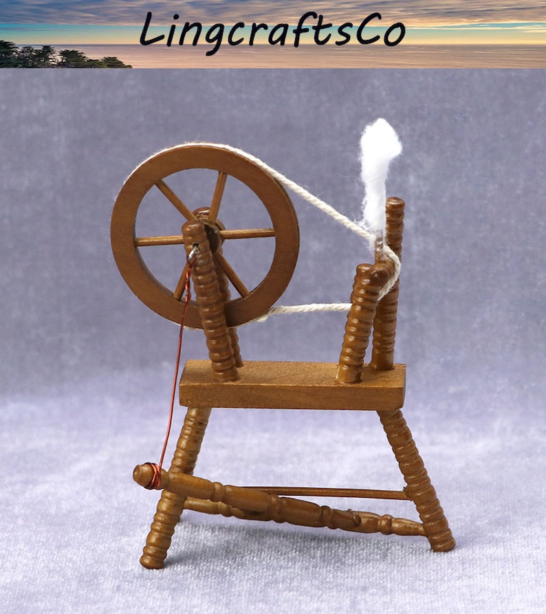 Dollhouse Spinning Wheel, Dollhouse Miniature Spinning Wheel, Miniature ...