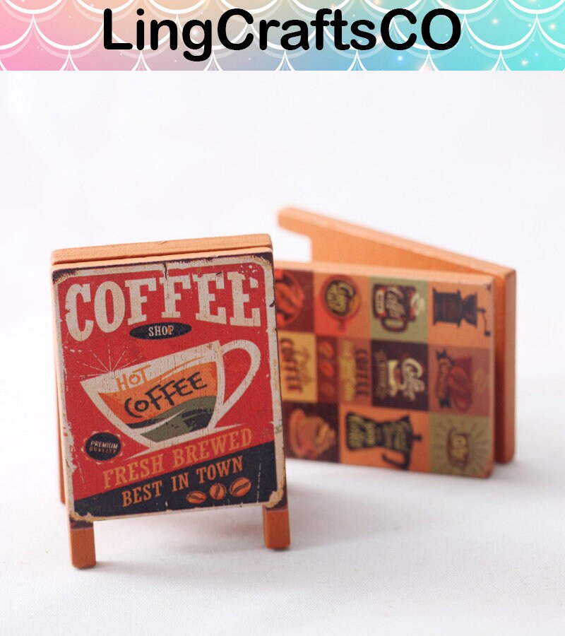Miniature Billboard, DIY Play House Wooden Signboard, Dollhouse ...