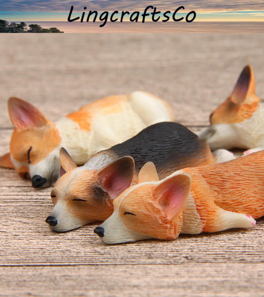 Dollhouse Miniature Corgi, 1:12 Sleeping Welsh Corgi Dog, Home ...