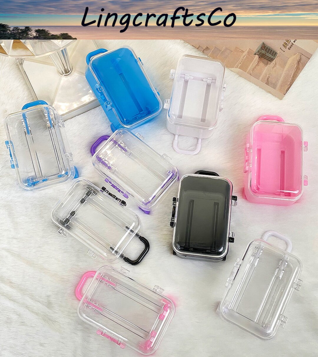 Dollhouse Luggage, 1PC Plastic Clear Suitcase Luggage Box for Dollhouse Miniatures, Miniature ...