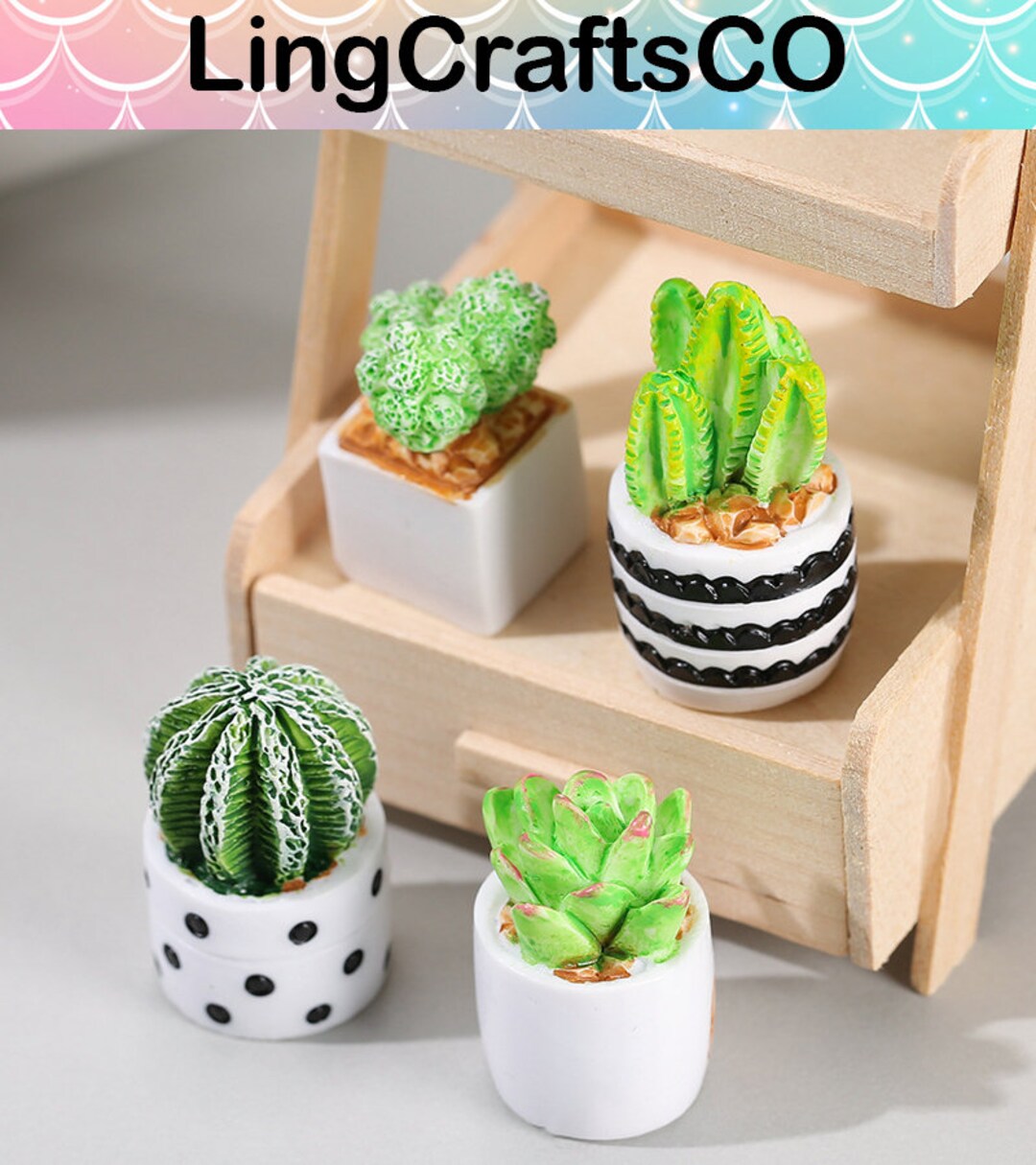 Miniature Potted Plants, Green Plant Pot for Dollhouse, Dollhouse ...