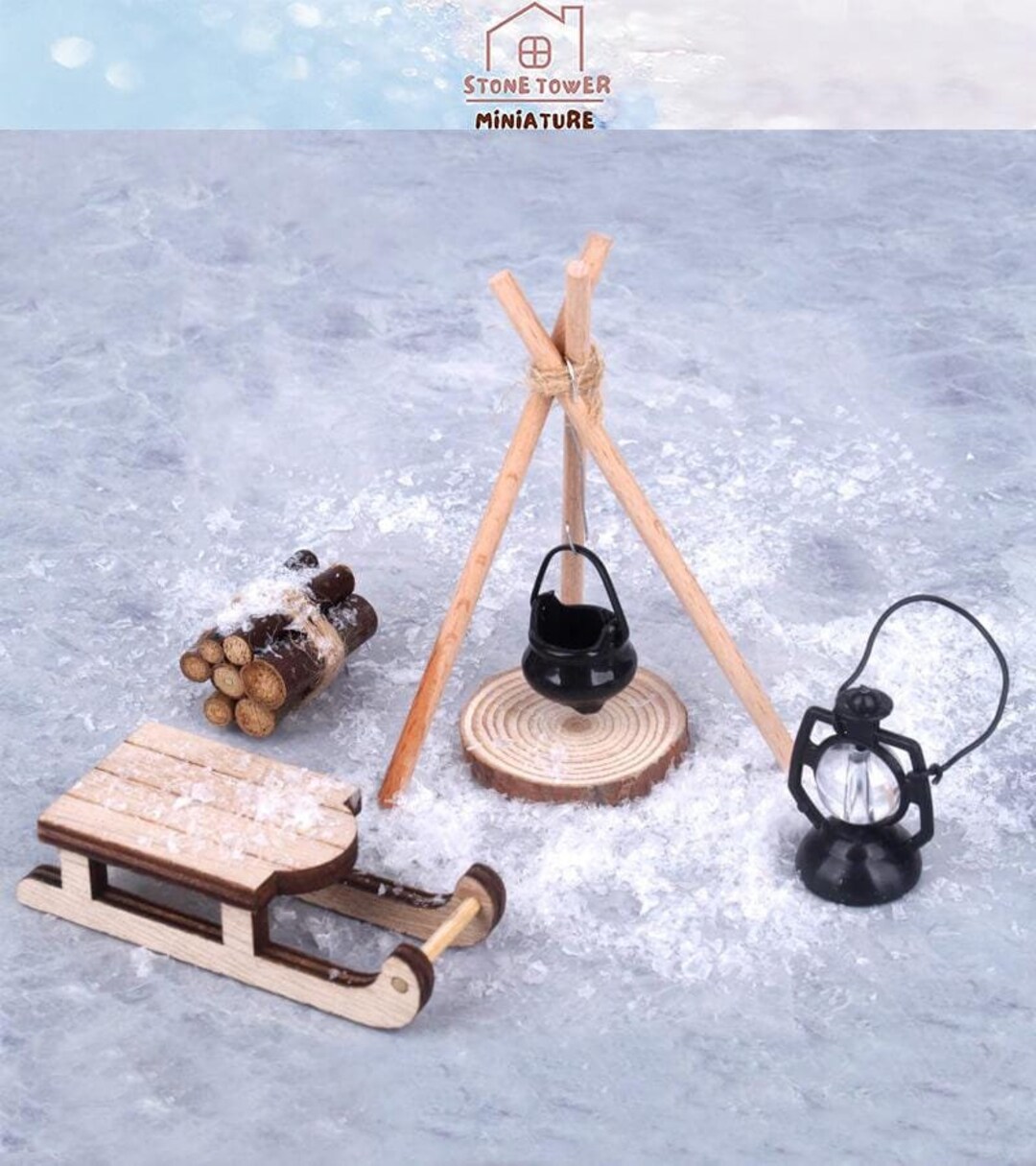 Miniature Wooden Sleigh, Dollhouse Wood Pyre, Miniature Dollhouse ...