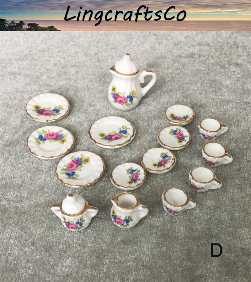 Dollhouse Porcelain Tea Set 1:12 Doll House Kitchen - Etsy