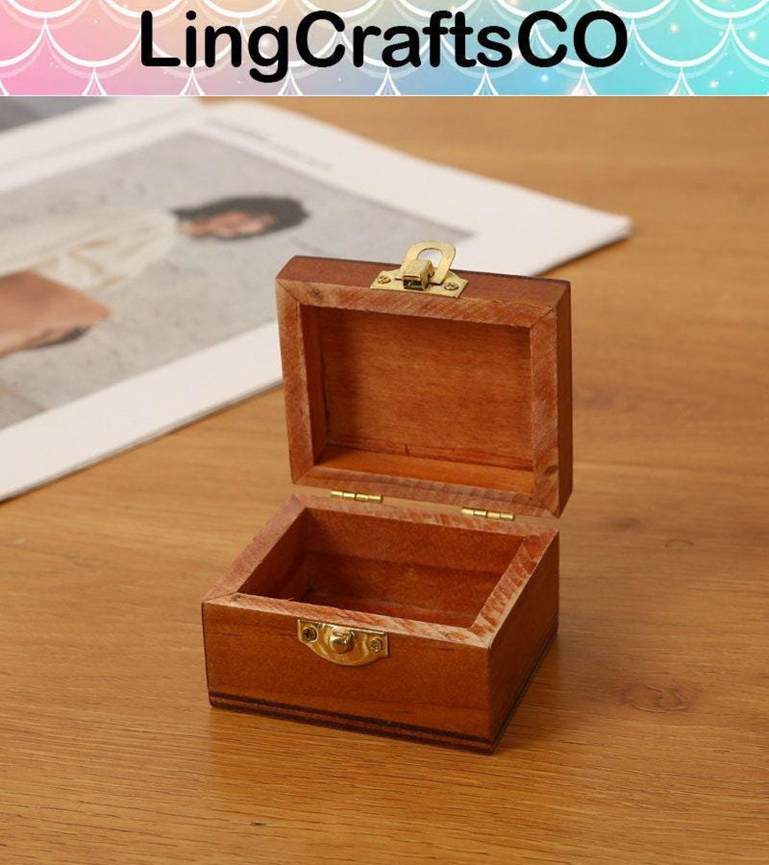 Miniature Wooden Box, Miniature Wooden Storage Box, Dollhouse Home ...