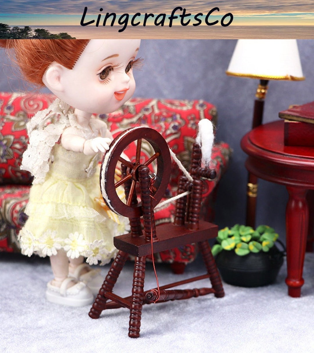Dollhouse Spinning Wheel, Dollhouse Miniature Spinning Wheel, Miniature ...