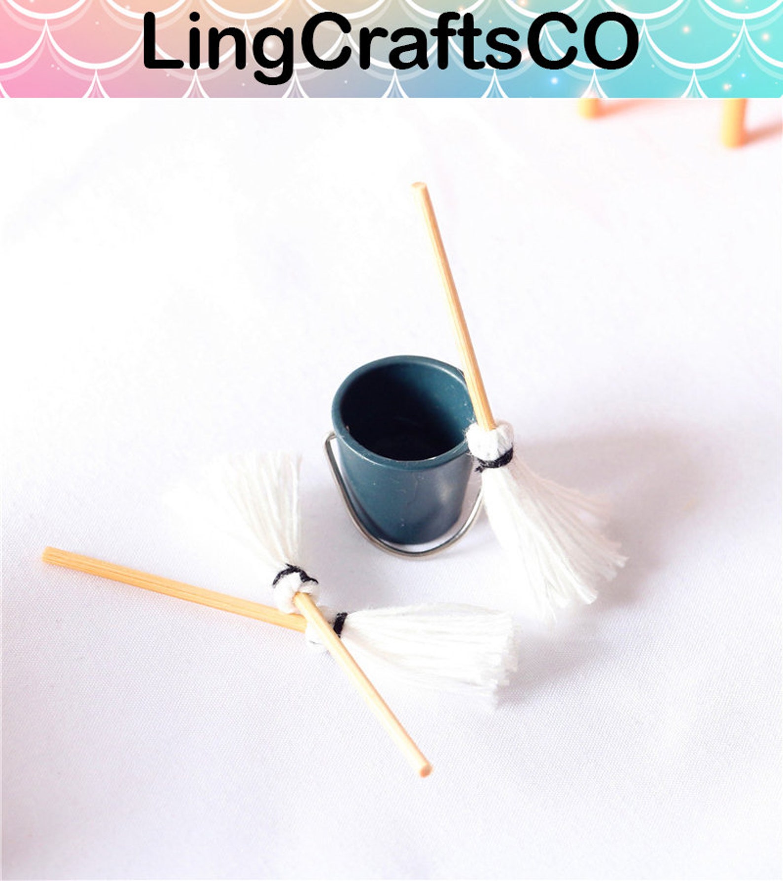 Dollhouse Mop, Miniature Resin Mop Bucket, Mini Mop Bucket, DIY ...
