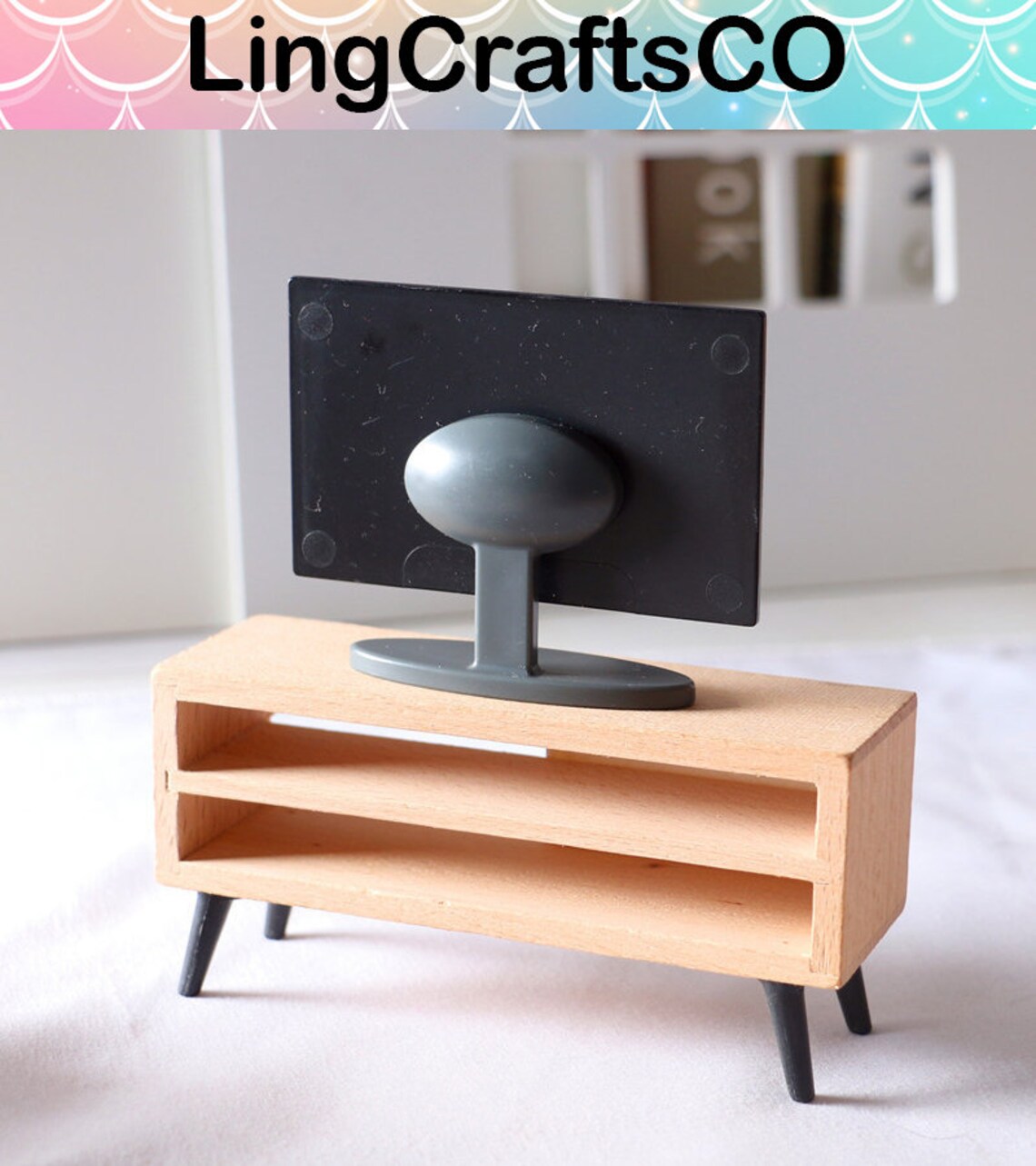 Dollhouse TV, Wooden Dollhouse Living Room Decoration, Miniature ...