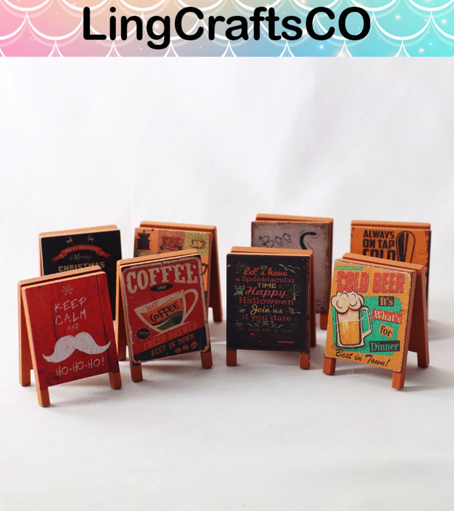 Miniature Billboard, DIY Play House Wooden Signboard, Dollhouse ...
