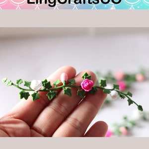 2pcs Dollhouse Vines, Miniature Flower Vines, Dollhouse Miniature Rose ...