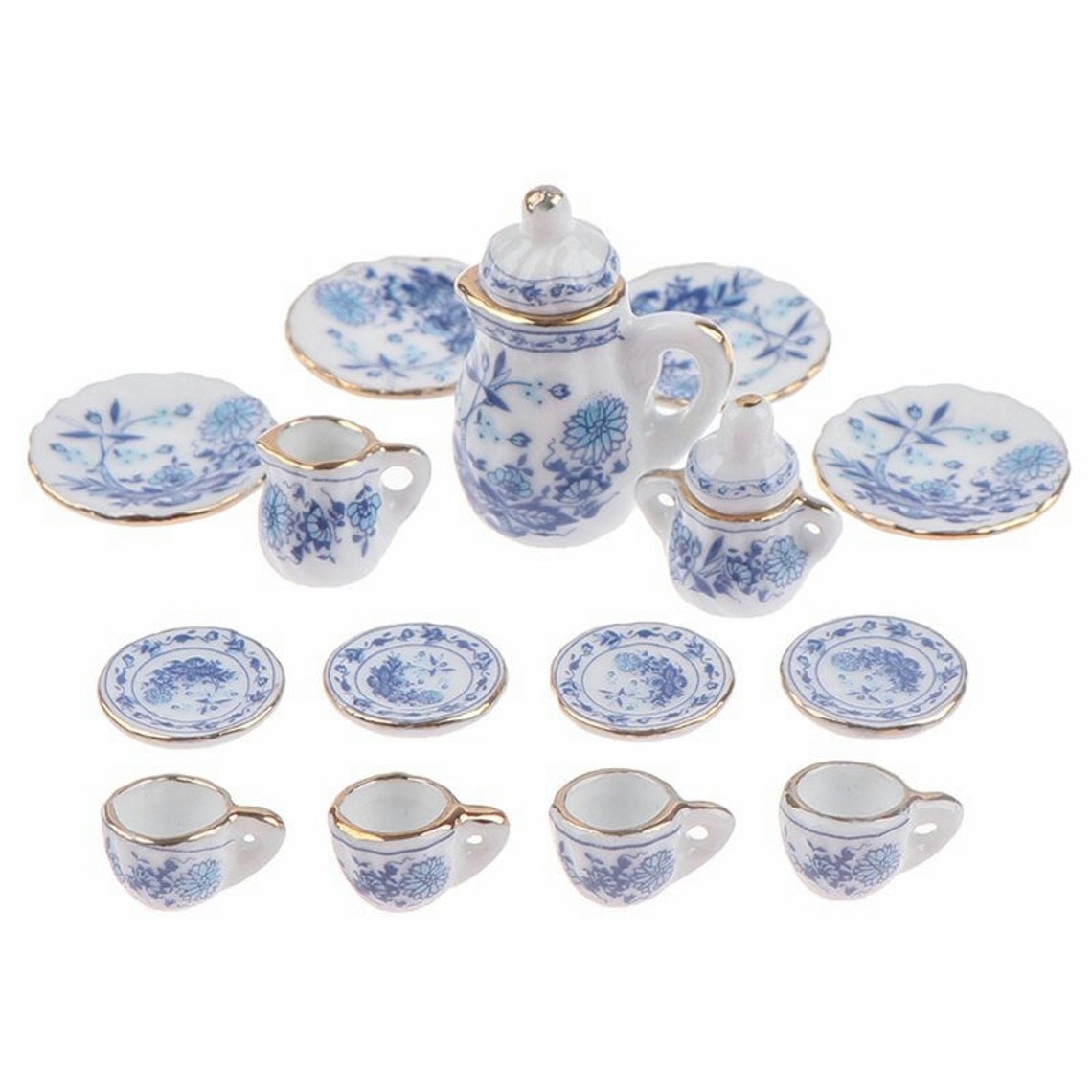 15pcs 1:12 Dollhouse Miniature Tableware Porcelain Ceramic Tea - Etsy