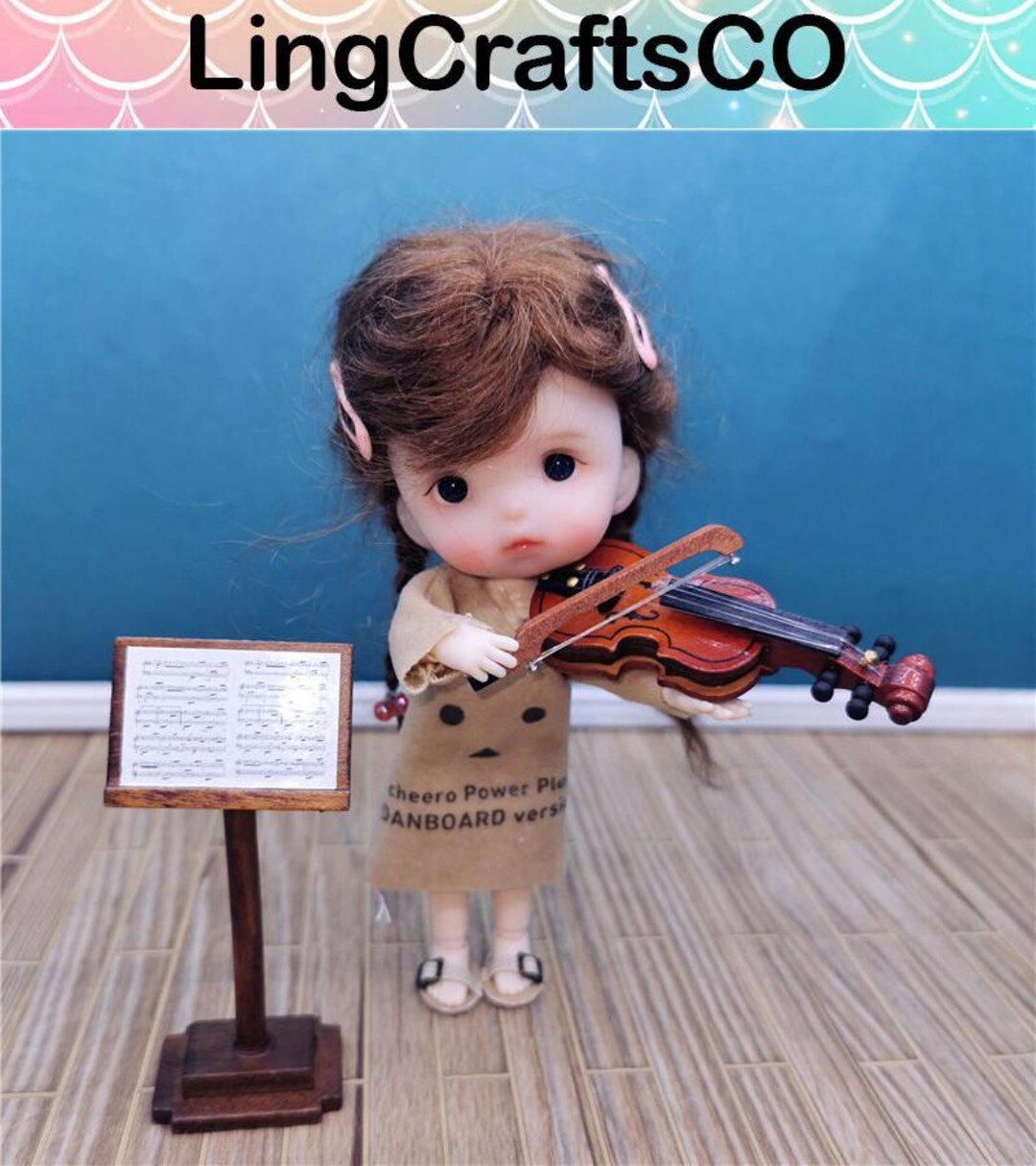 Dollhouse Simulation Violin, Miniature Wooden Violin, Miniature Musical ...