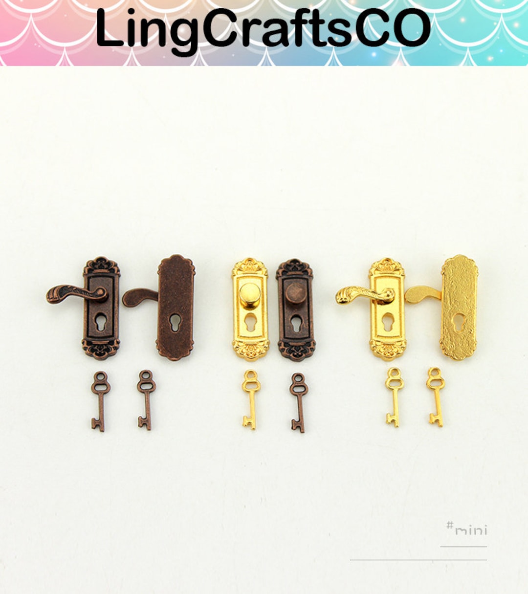 1:12 Miniature Door Lock, Dollhouse Door Lock With Key, Mini Door Lock ...