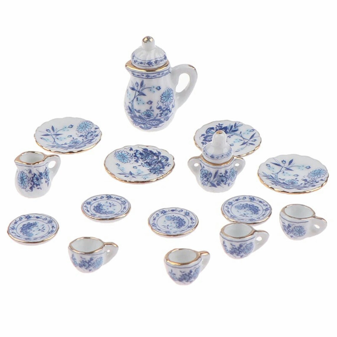 15pcs 1:12 Dollhouse Miniature Tableware Porcelain Ceramic Tea - Etsy