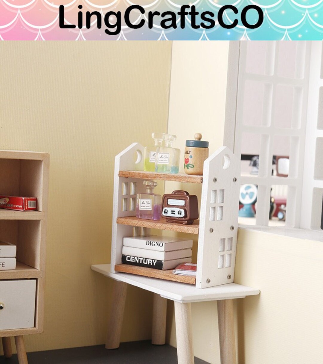 Dollhouse Bookshelf,house Shape Storage Rack, Desktop Organizer ...