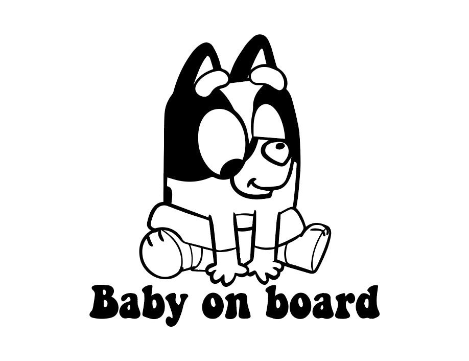 Baby On Board Svg, Baby Bluey Outline SVg, Baby Bluey Svg, B
