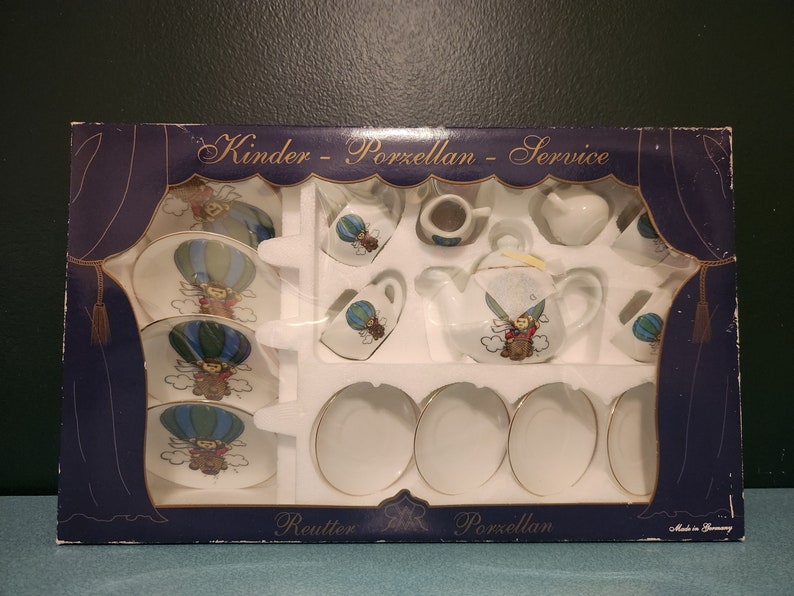 REUTTER Porcelain Children's Tea Set Bear in Hot Air Balloon Made in ...