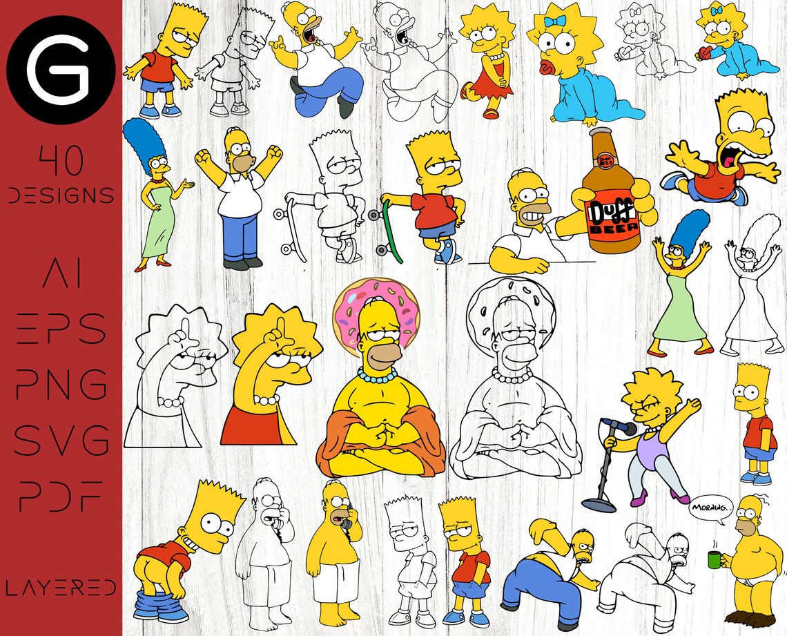 Instant download the simpsons svg simpsons svg simpsons png | Etsy