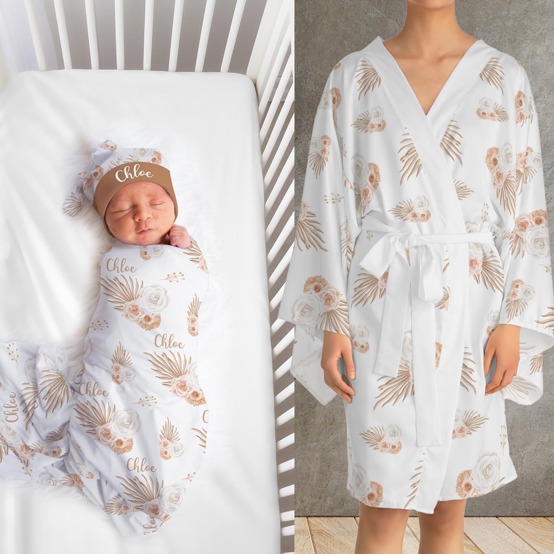 PERSONALIZED Matching Robe and Swaddle Set Mom and Baby Baby Shower ...