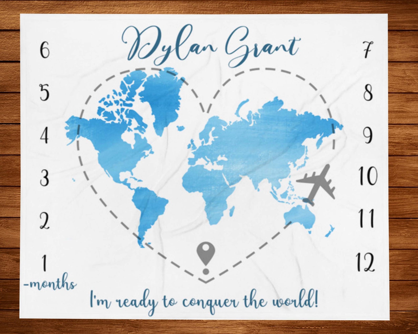 World Map Baby Month Blanket Travel Milestone Month Blanket Adventure ...