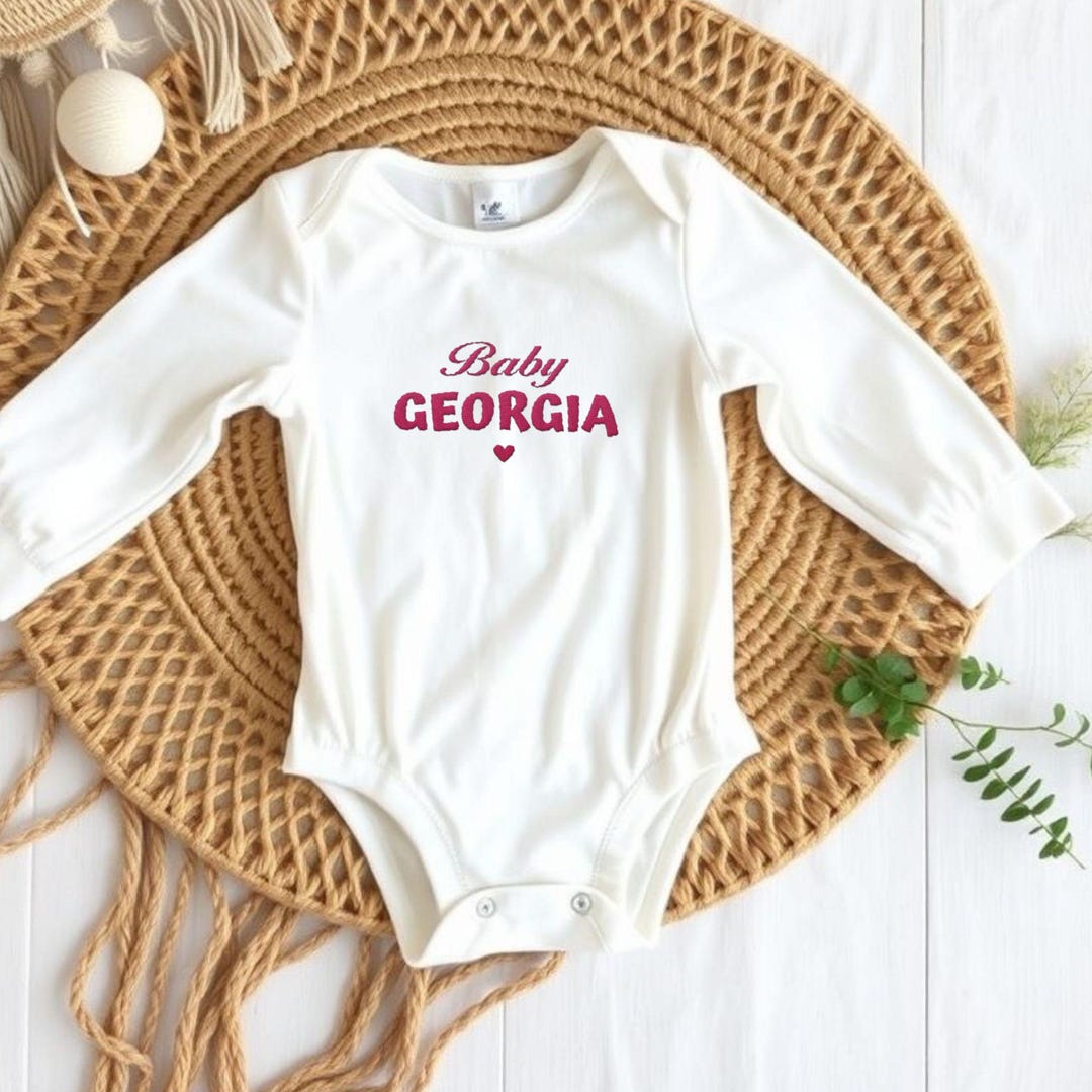Custom Embroidered Baby Sleepsuit, New Baby Name Girl Bodysuit, Newborn ...