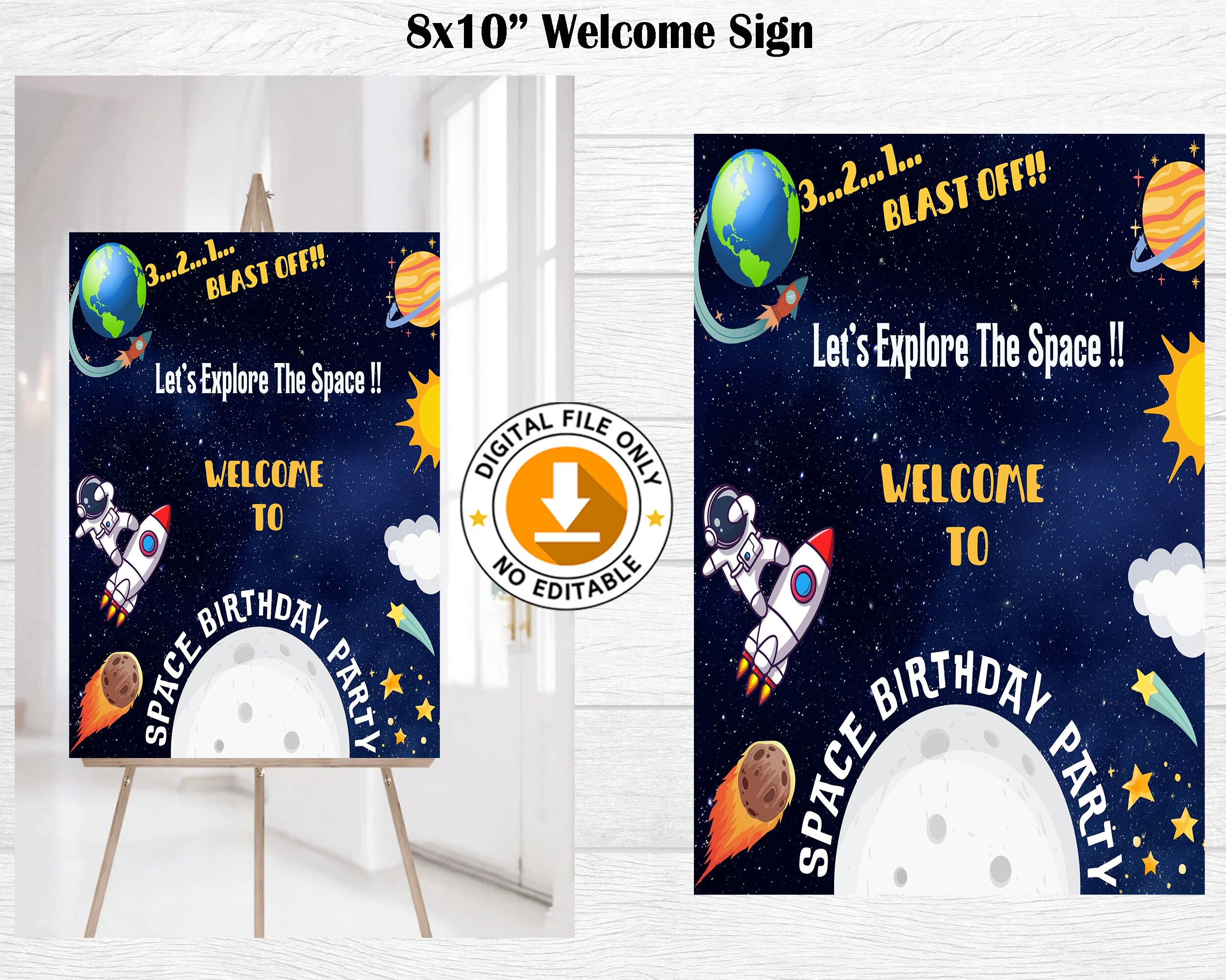 Space Birthday Party Printables: Galaxy Theme, Pink & Gold (digital ...