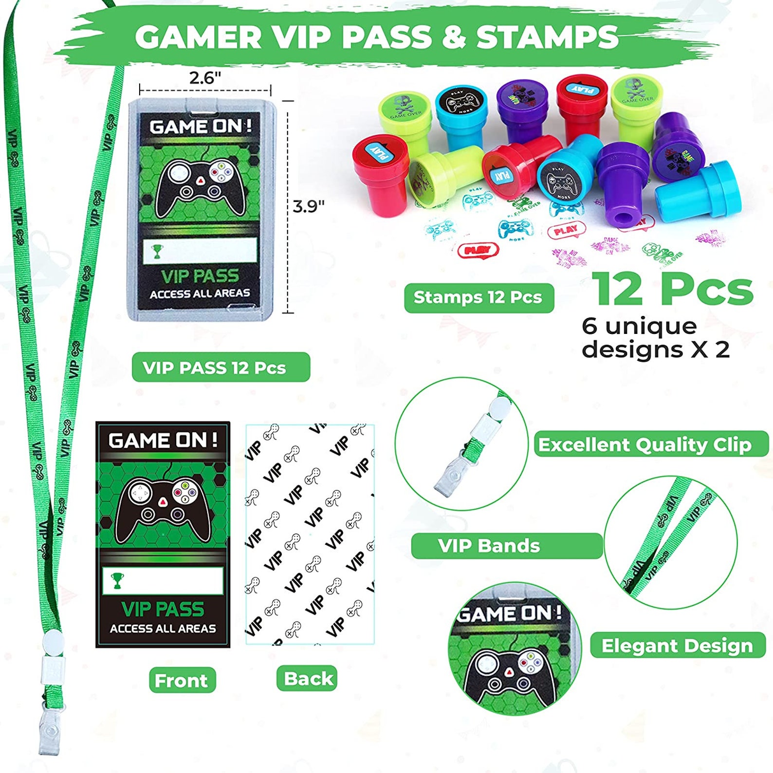 Video Game Party Favors 12 Set of Keychain VIP Pass Holder - Etsy