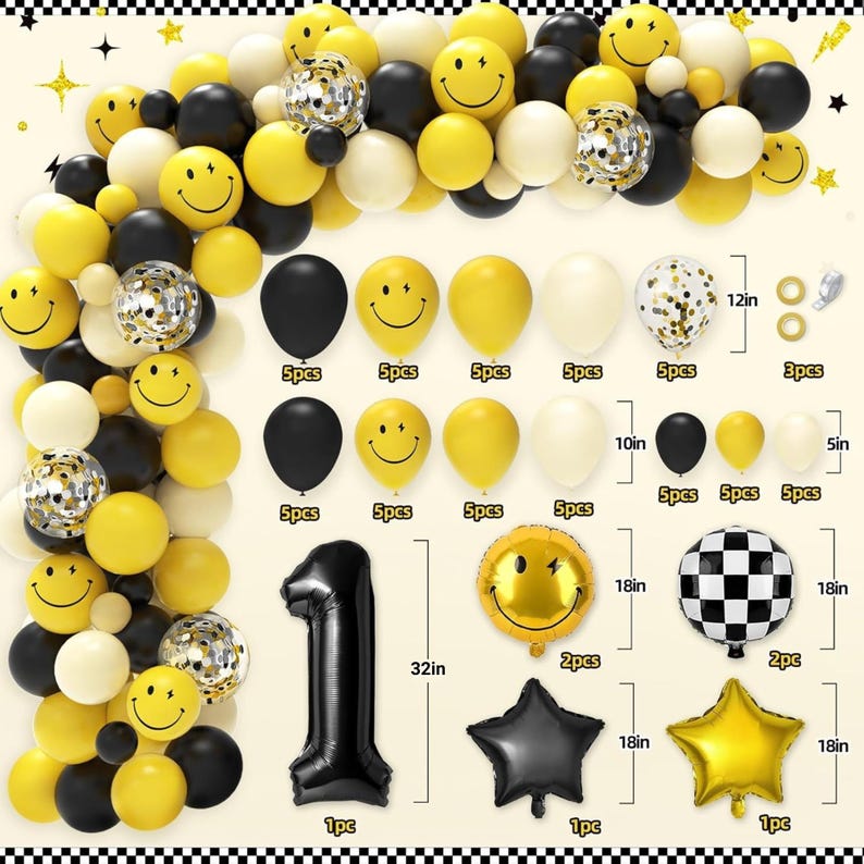 One Happy Dude Birthday Decorations, 1st Bday Lightning Bolt Backdrop ...
