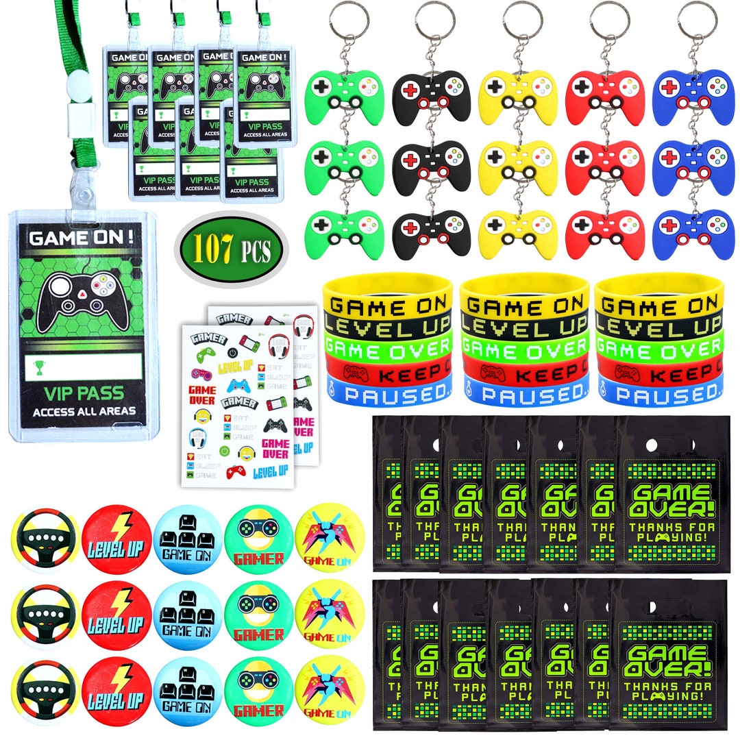 136 Pcs Video Game Party Favors for Kids - 15 Set of VIP Pass Badge ...
