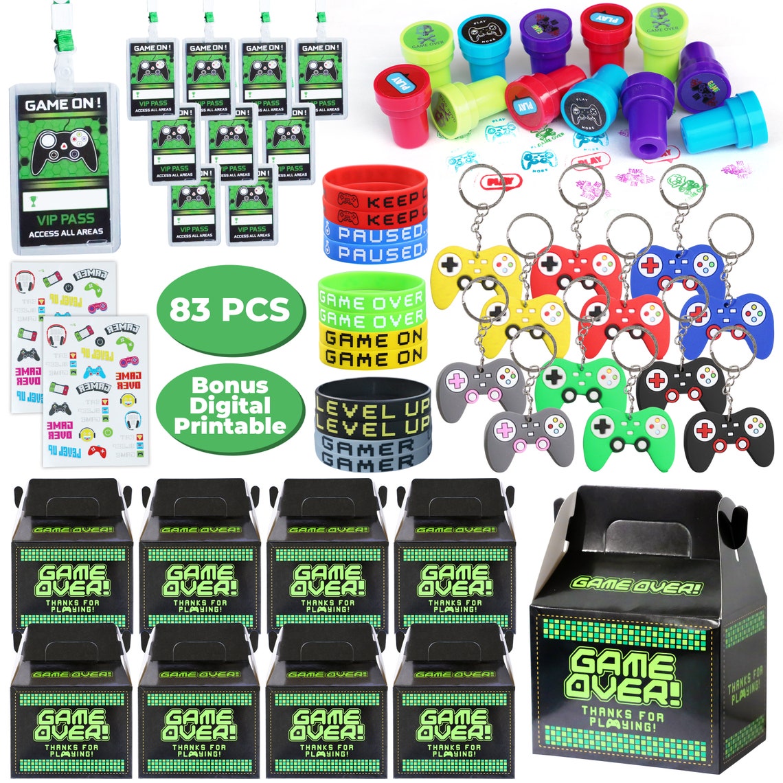 Video Game Party Favors 12 Set of Keychain VIP Pass Holder - Etsy