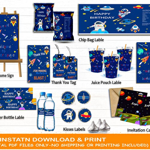 Space Planets Birthday Party Printable Outer Space Galaxy - Etsy