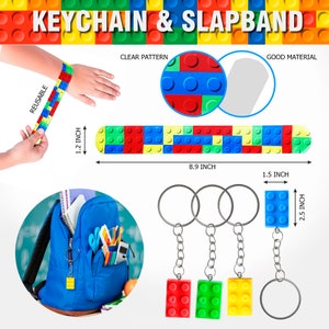 60 Pcs Building Blocks Party Favors for Kids, Brick Style Keychain ...