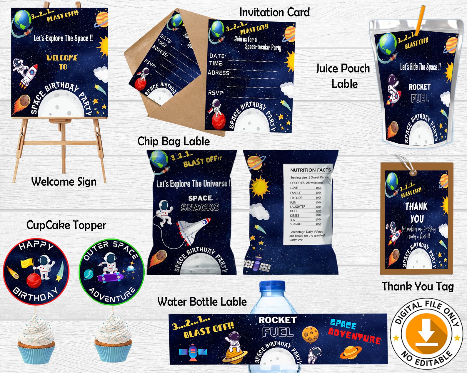 Space Planets Birthday Party Printable Outer Space Galaxy - Etsy