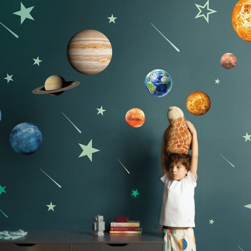 Planets Wall Sticker for Kids Room Peel and Stick Planet Set - Etsy