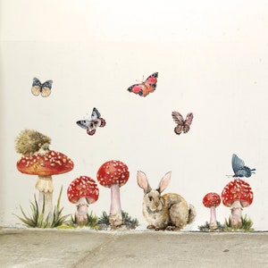 Mushroom Wall Decals, Animals and Butterfly Wall Decor, Peel and Stick ...