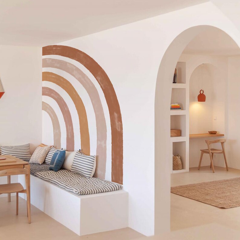 Large Half Rainbow Wall Decal Elongated Boho Arch Wall - Etsy