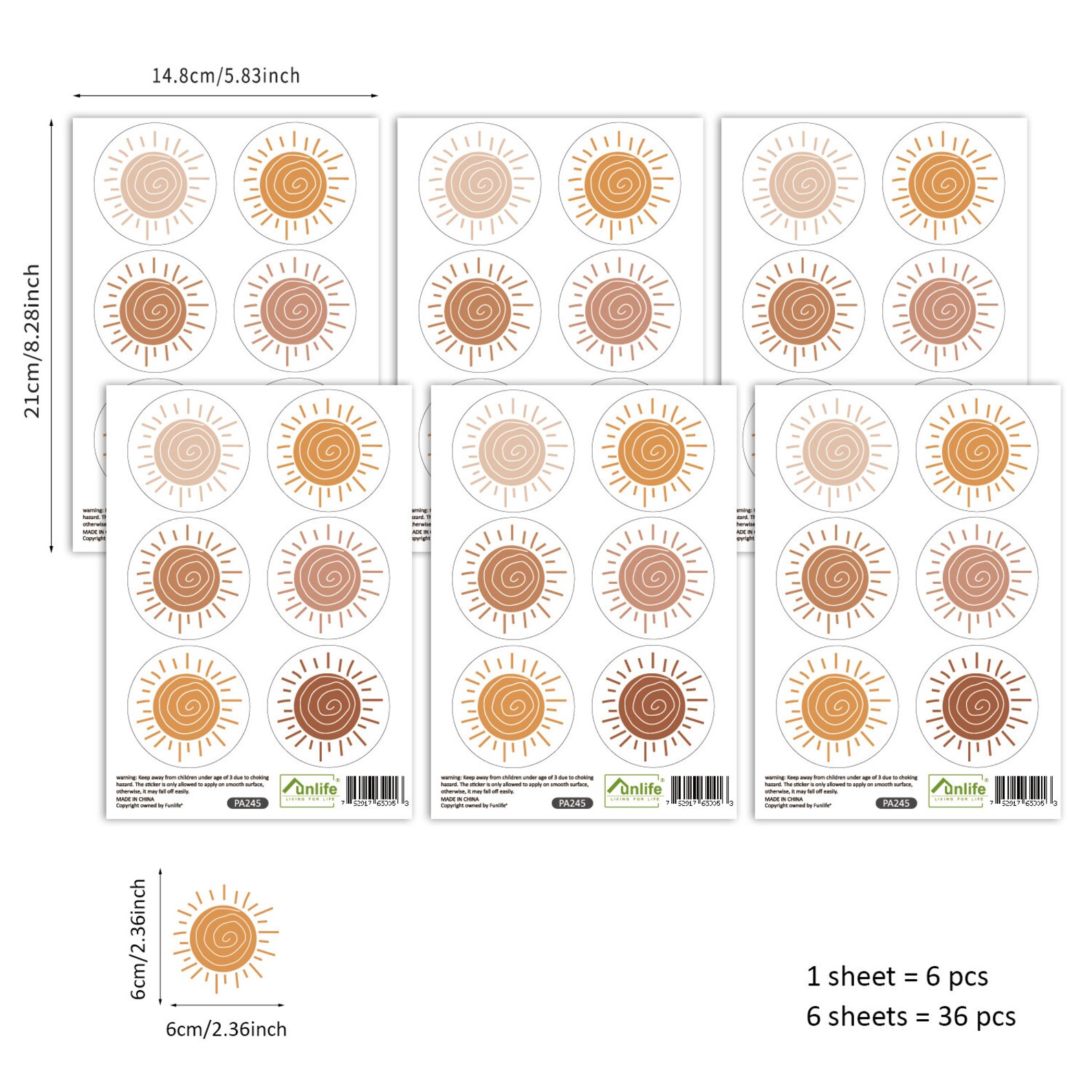 Boho Sun Wall Decal Bohemian Wall Sticker Abstract Peel and - Etsy