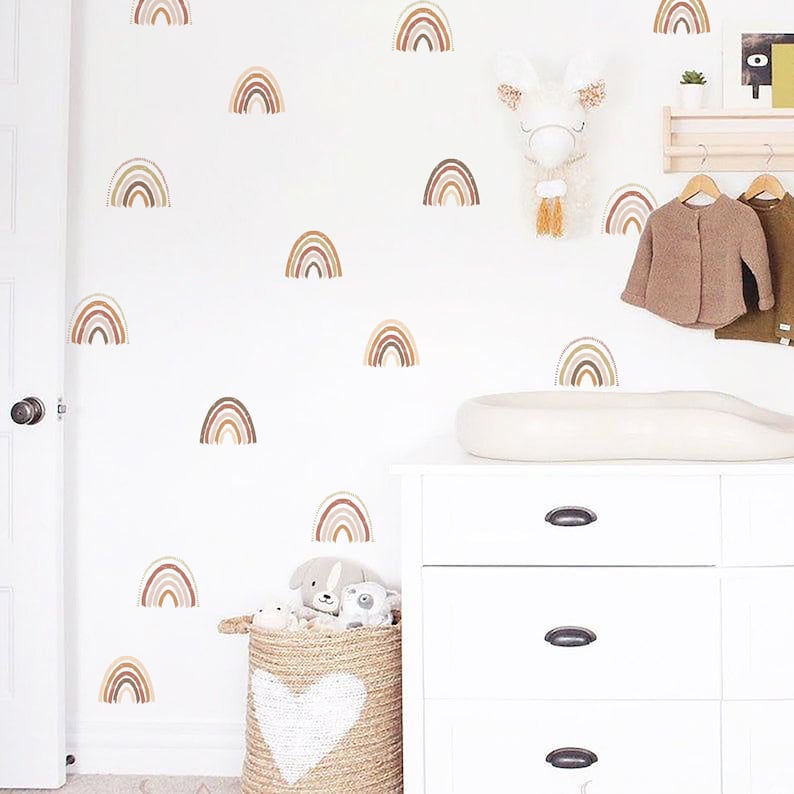 Muted Boho Rainbow Wall Decals Peel and Stick Earth Tone - Etsy
