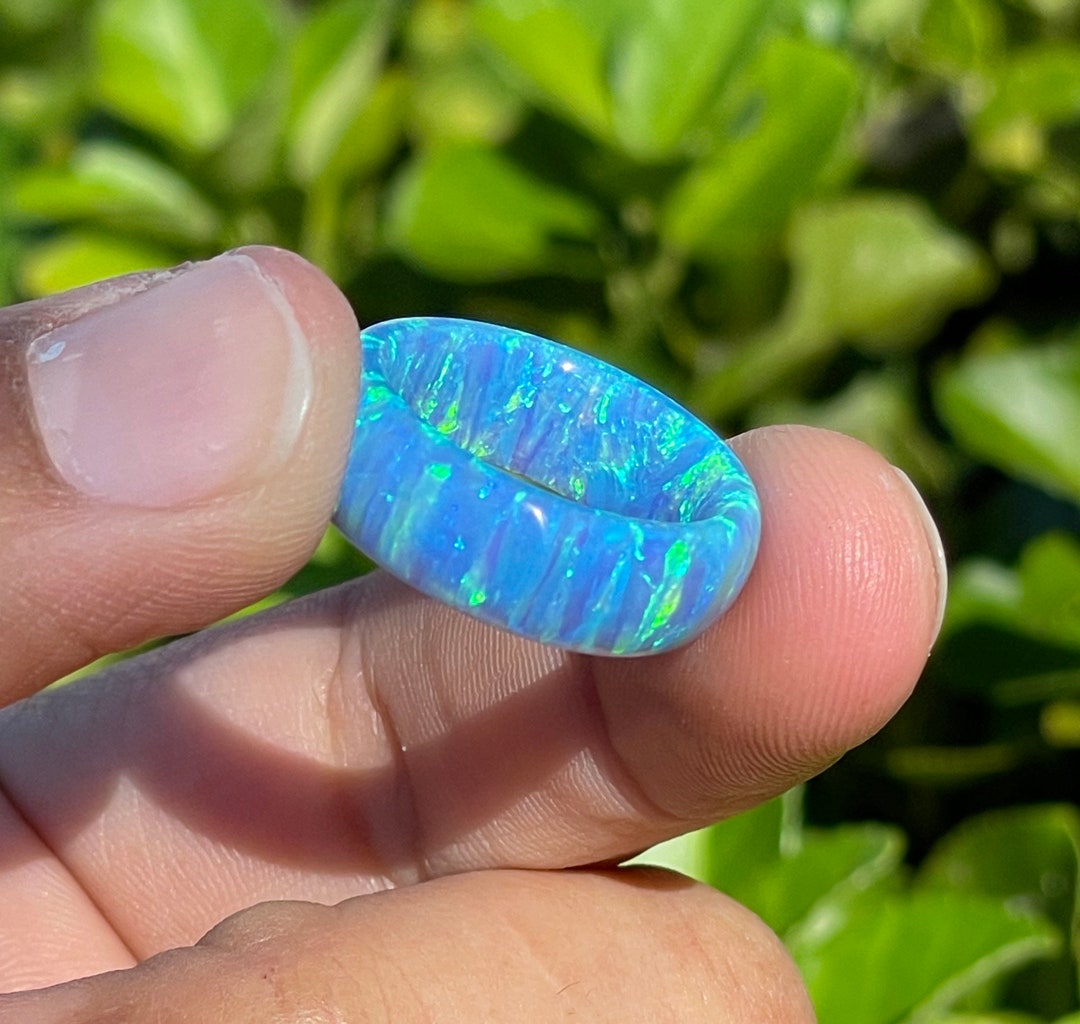 Glacier Blue Opal Ring, Solid Bello Opal Ring. Synthetic Opal. - Etsy